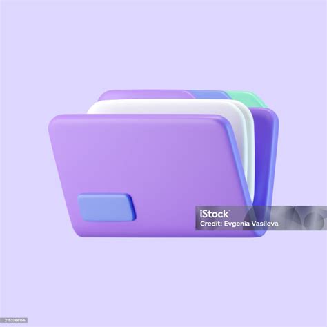 3d 보라색 컴퓨터 파일 폴더 아이콘 빈 문서 배경에 격리 된 상태 관리 파일 개념을 위해 종이로 폴더를 렌더링합니다 3d 만화 간단한 벡터 일러스트 레이 션 3차원 형태에