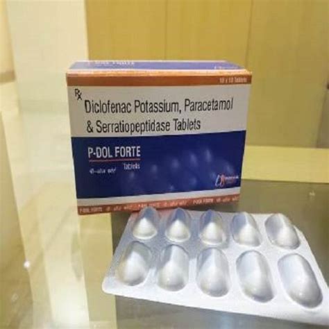 P Dol Forte At ₹ 75 Stripe Diclofenac Potassium Serratiopeptidase Tablet In New Delhi Id