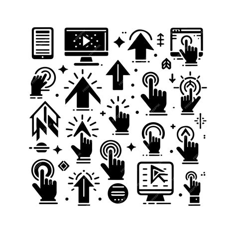 Set Of Arrow Web Cursors Set Computer Pointer Click Icon Clicking Arrows Or Hands Cursors