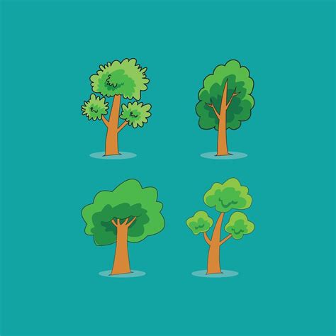 Four Different Trees On A Blue Background 46799236 Vector Art At Vecteezy