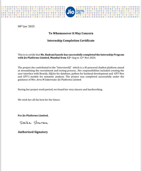 Internship Jioplatforms Ai Machinelearning Chatbotdevelopment