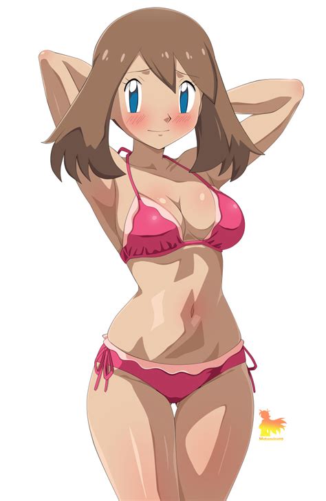 Rule 34 1girls Absurd Res Alluring Arms Behind Head Bikini Blue Eyes Blush Brown Hair Cleavage