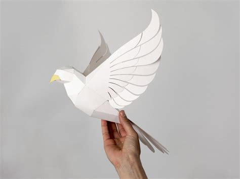 Pigeon Paper Sculpture Papercraft Low Poly Bird Smagapaperwood