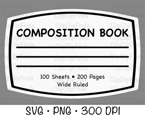 Composition Notebook Label Svg Png Instant Digital Download Etsy