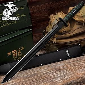 Amazon Com Usmc Blackout Combat Double Edged Sword With Nylon Sheath Aus Non Reflective