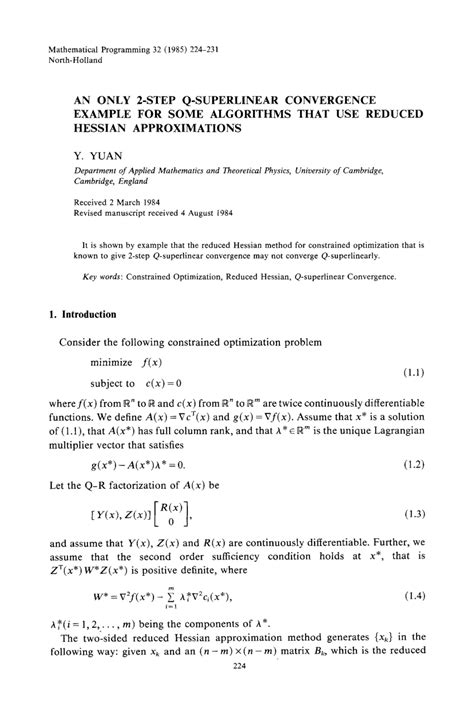 Pdf An Only 2 Step Q Superlinear Convergence Example For Some