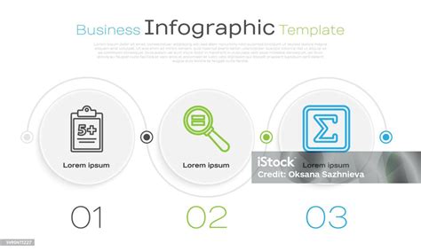 라인 수학 함수 사인 종이 클립 및 기하학적 그림 사각형을 설정합니다 비즈니스 인포그래픽 템플릿입니다 벡터 0명에 대한 스톡