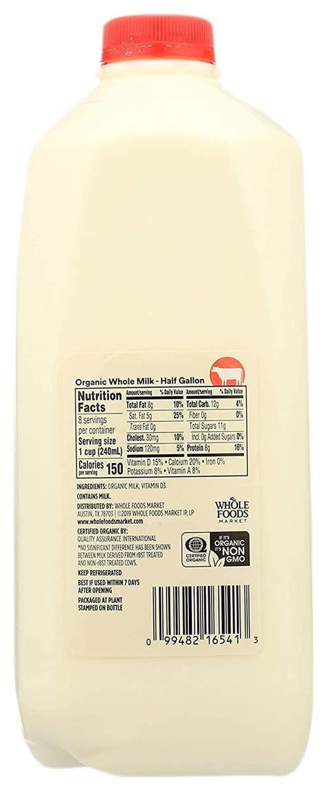 Whole Foods Market Organic Homogenized Milk 64 Fl Oz Packaging May