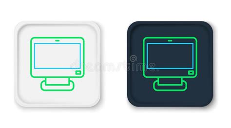Line Computer Monitor Screen Icon Isolated On White Background Electronic Device Front View