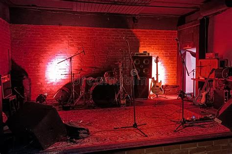 Variety Drum Set On The Scene Of Night Club Stock Image Image Of Show