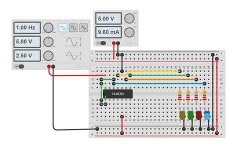 Circuit Design Counter 7493 Tinkercad