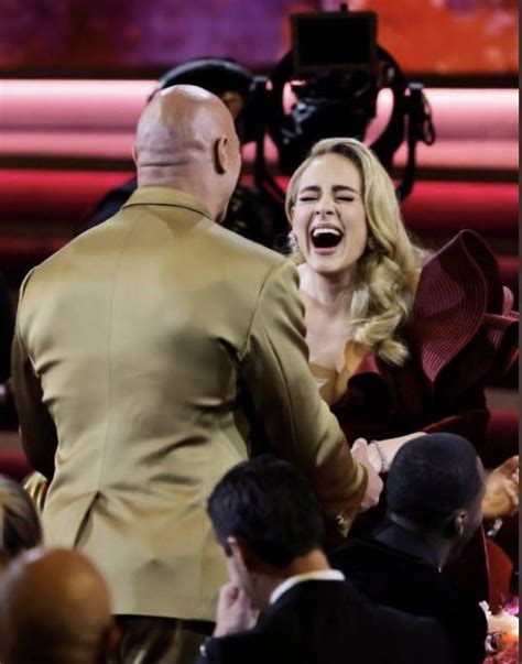 Adele And The Rock Being Introduced At The 2023 Grammys Is The Most