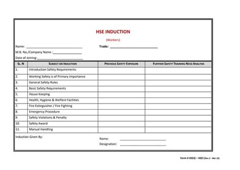 Sub Contractors Hse Checklist Form Hseq Spsc Rev 2 Docx