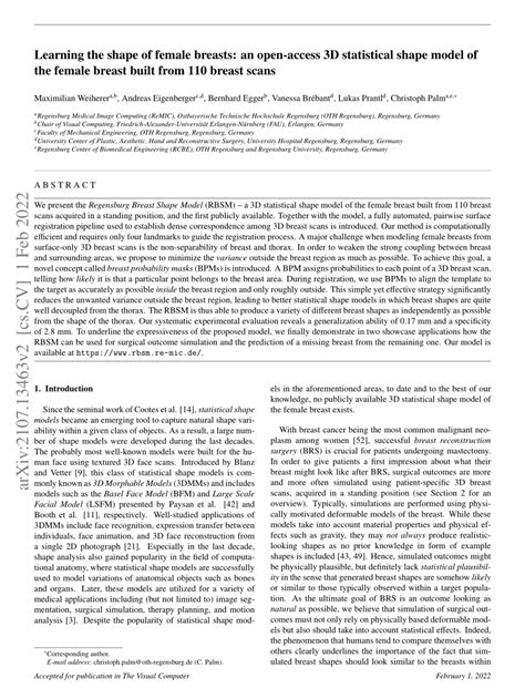 Pdf Learning The Shape Of Female Breasts An Open Access 3d Statistical Shape Model Of The