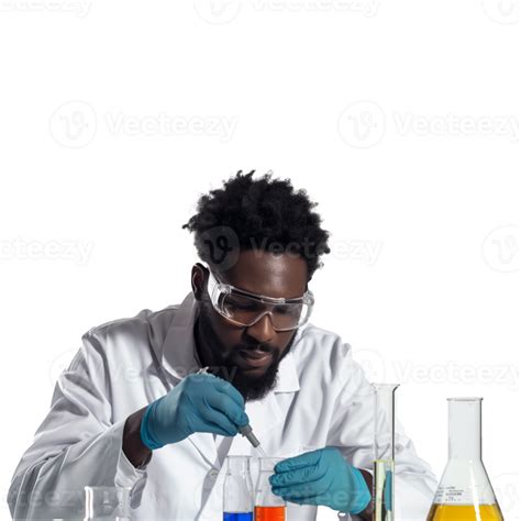 Ai Generated Scientist Performing An Experiment With Colorful Liquids 42402743 Png