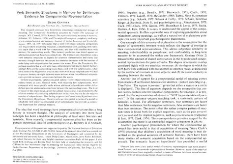 Pdf Verb Semantic Structures In Memory For Sentences Evidence Redirectwcasnorthwestern