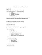 CIS Midterm Study Guide Outline CIS Midterm Study Guide Outline Chapter One What Are