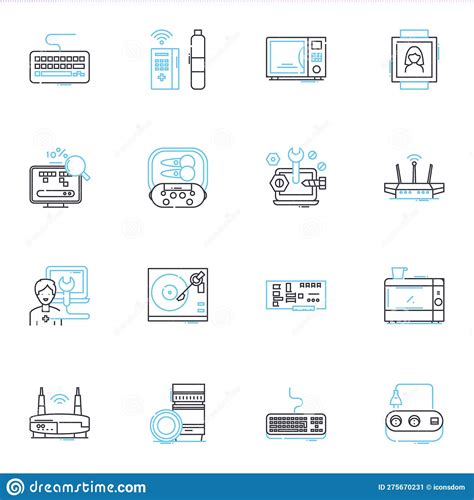 Automated Systems Linear Icons Set Robotics Efficiency Precision