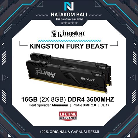 Jual RAM KINGSTON FURY BEAST 16GB 2X 8GB DDR4 3600MHZ Shopee Indonesia
