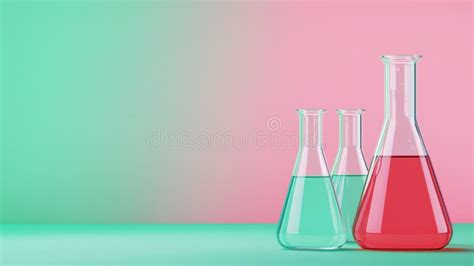 Colorful Science Flasks Lab Glassware Liquid Experiment Chemistry Background Stock Illustration