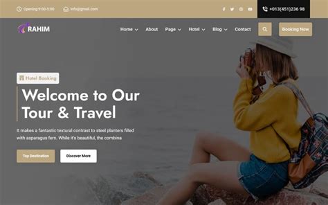 rahim multipurpose tour and travel hotel agency html5 website template