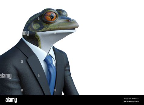 Portrait Of Frog In A Business Suit Digital 3d Illustration On White