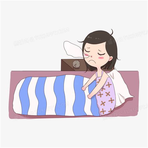 手绘开学季之赖床的小女孩png图片素材下载 小女孩png 熊猫办公