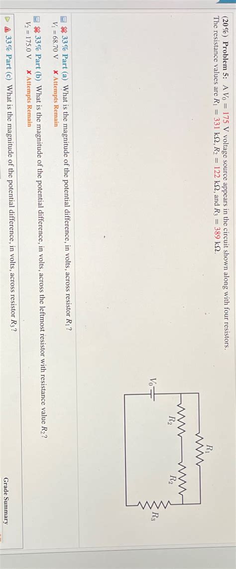 Solved 20 ﻿problem 5 A V0175v ﻿voltage Source Appears