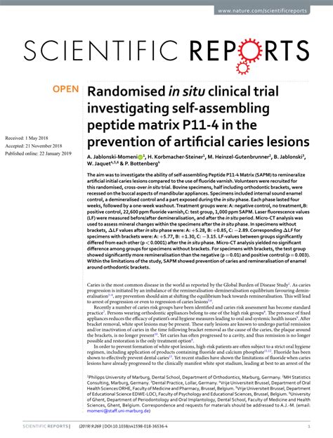 Pdf Randomised In Situ Clinical Trial Investigating Self Assembling Peptide Matrix P11 4 In