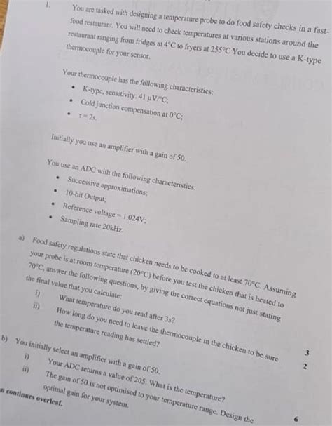Solved 1 You Are Tasked With Designing A Temperature Probe