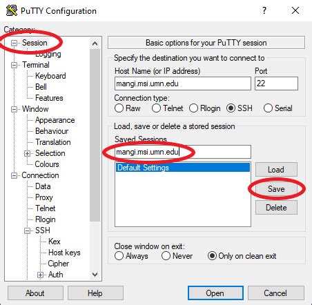 How Do I Configure PuTTy To Connect To MSI Unix Systems Minnesota Supercomputing Institute