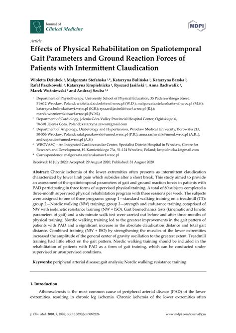 Pdf Effects Of Physical Rehabilitation On Spatiotemporal Gait
