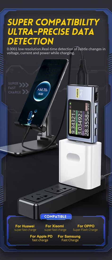FNIRSI FNB USB Voltage Current Meter Voltmeter Ammeter Type C Fast Charge Tester QC PD Decoy