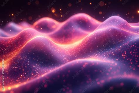 Abstract Technology Background With Flowing Holographic Particles
