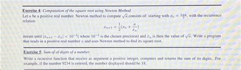 Solved Exercise 4 Computation Of The Square Root Using