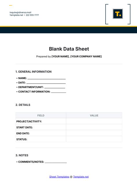 Free Blank Data Sheet Template To Edit Online
