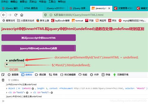 Javascript中的innerhtml和jquery中的htmlundefined函数在处理undefined时的区别jquery Html Undefined Csdn博客