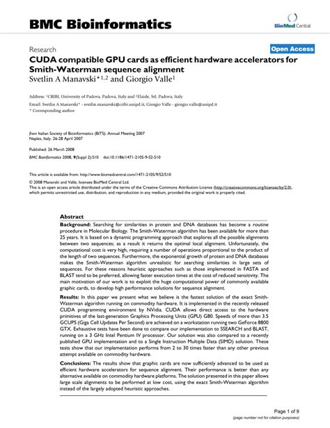 pdf cuda compatible gpu cards as efficient hardware accelerators for smith waterman string