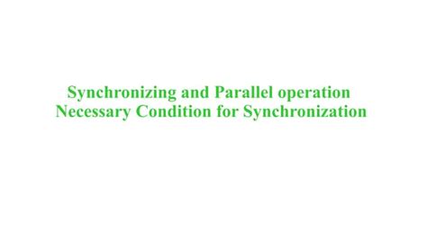 Synchronizing And Parallel Operationpptx