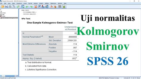 Uji Normalitas Kolmogorov Smirnov Spss 26 Youtube
