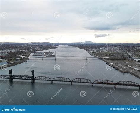 Cable Bridge Ed Hendler Bridge Kennewick Wa Stock Image Image Of