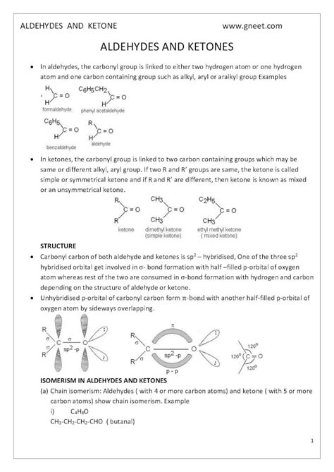 Pdf Aldehydes And Ketonesdepending On The Structure Of Aldehyde Or Ketone Unhybridised P