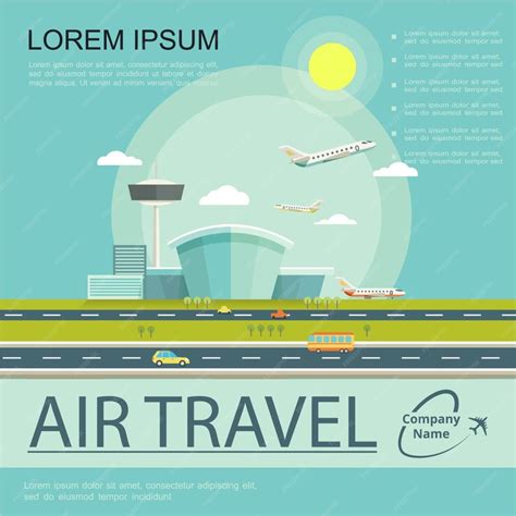플랫 항공 여행 포스터 무료 벡터