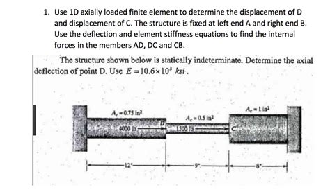 Solved 1 Use 1d Axially Loaded Finite Element To Determine