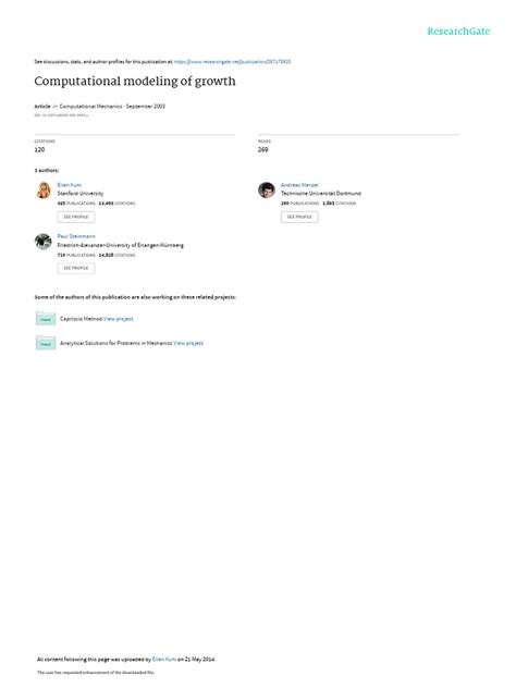 Computational Modeling Of Growth Download Free Pdf Finite Element Method Momentum