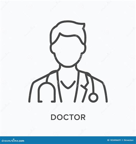 Doctor Flat Line Icon Vector Outline Illustration Of Male Physician In