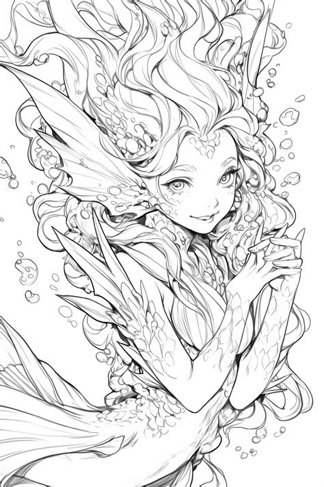 Beautiful Mermaid Realistic Mermaid Coloring Pages Coloring Books For