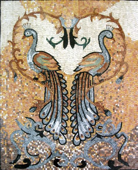 An205 Pastel Peacock Art Mosaic Mosaic Marble