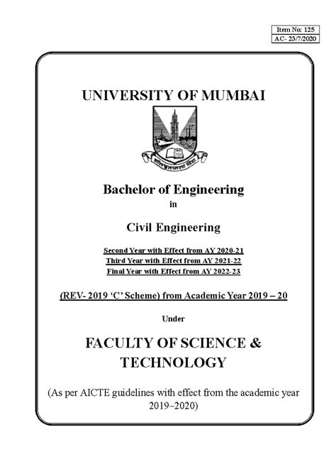 Civil Engineering Syllabus Sem Iv Mumbai University Item No 125 Ac 237 University Of