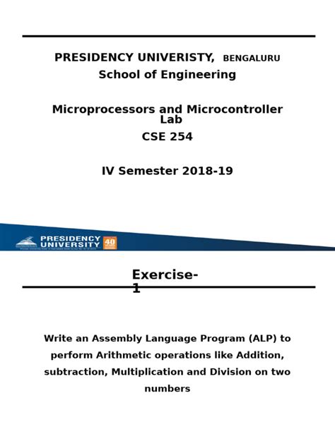 Exercise 1 Arithmetic Operations Pdf